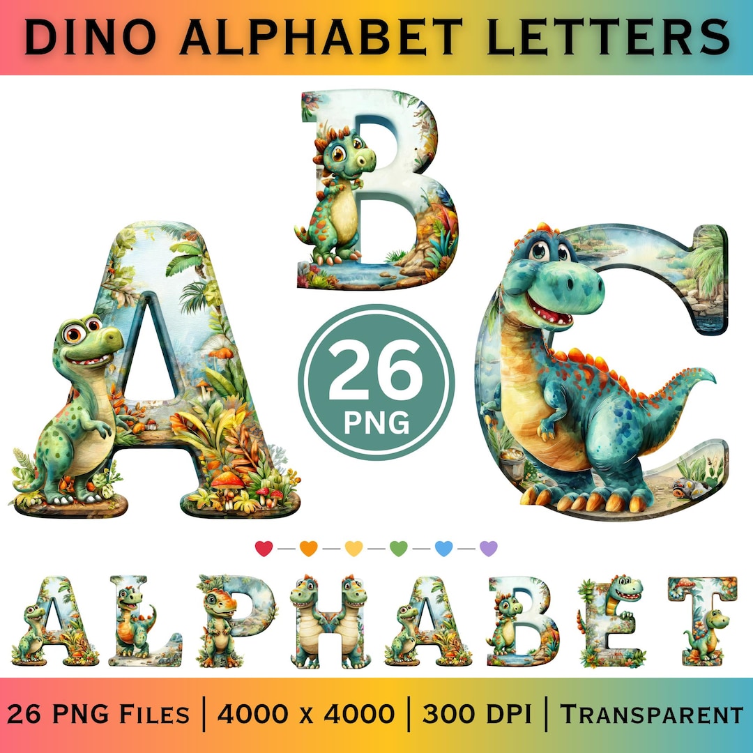 Dino Alphabet PNG A–Z | Dinosaur Letter Clipart | Kids Learning ...