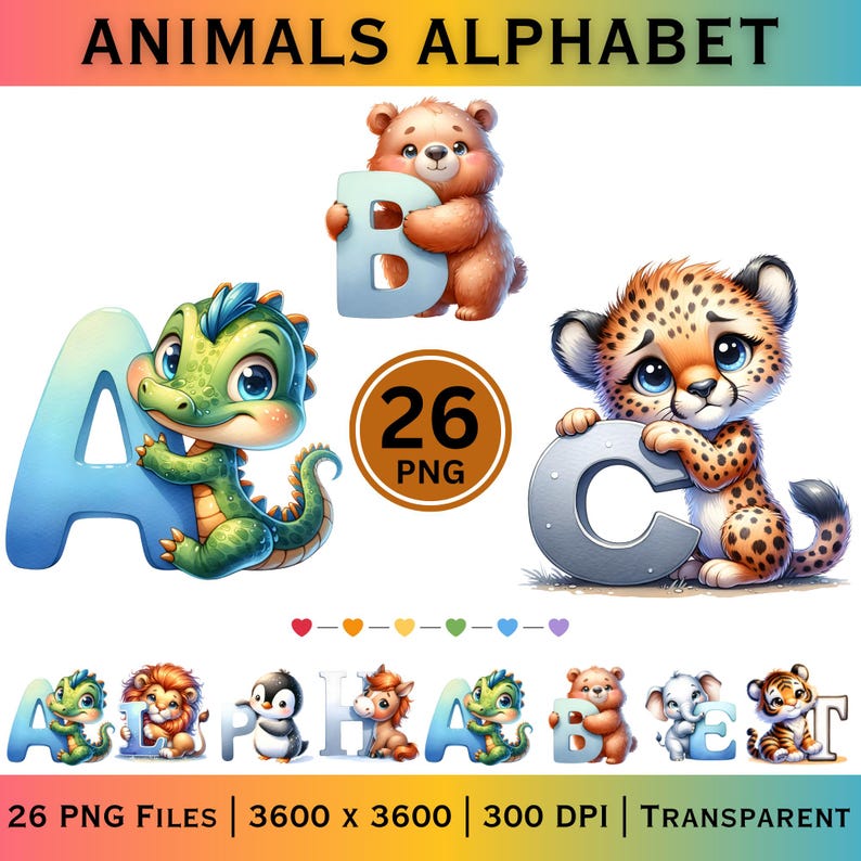 Animal Alphabet PNG, Kids Craft Alphabet, Nursery Letters Clipart ...