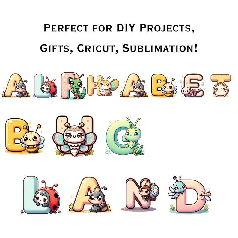 Insect Alphabet, Colorful Kids Alphabet PNG, Classroom Decor - Etsy