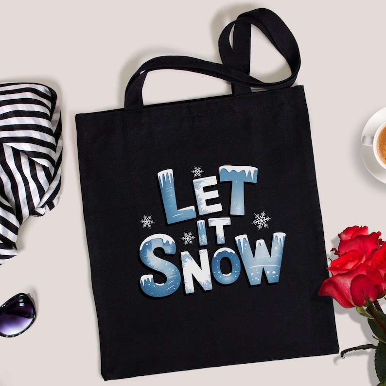 Let It Snow PNG | Icy Winter Lettering Text Graphic | Snowflake Design ...