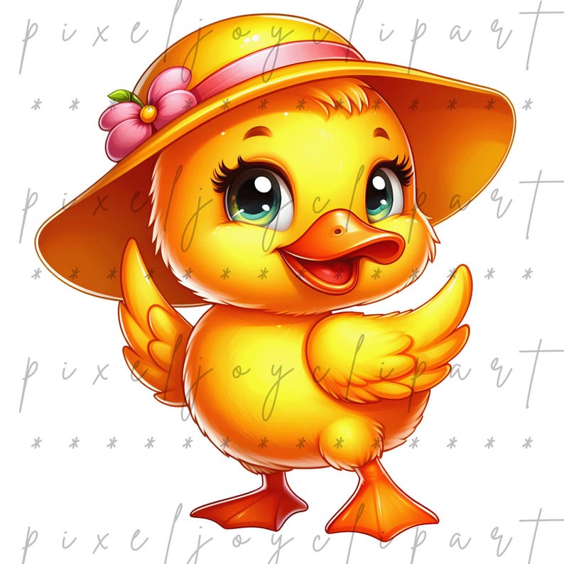 Summer Duck Clipart Bundle, Yellow Beach Pool Graphics, Cartoon Bird ...