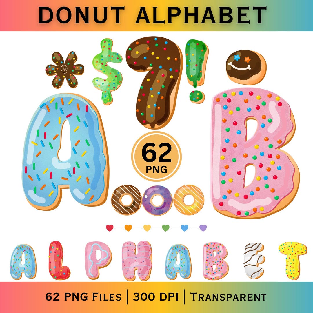 Donut Alphabet PNG, Sprinkle Letters Clipart, Printable Valentines ...