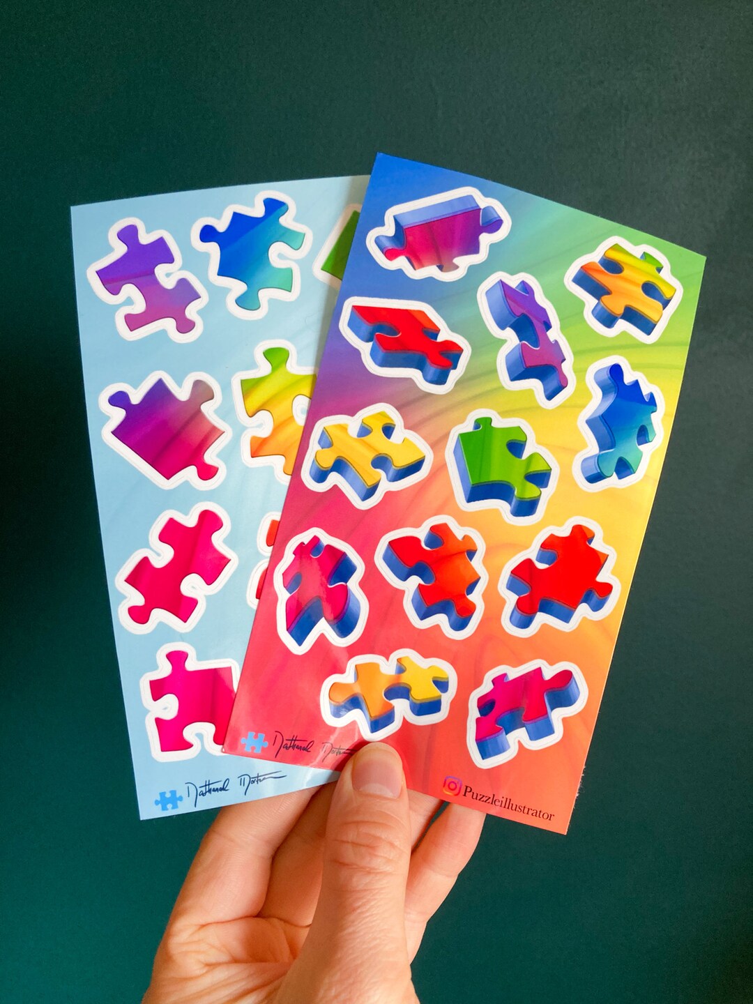 Bundle: 2 Sticker Sheets 3D Puzzle Pieces, 2D Puzzle Pieces, Puzzle ...