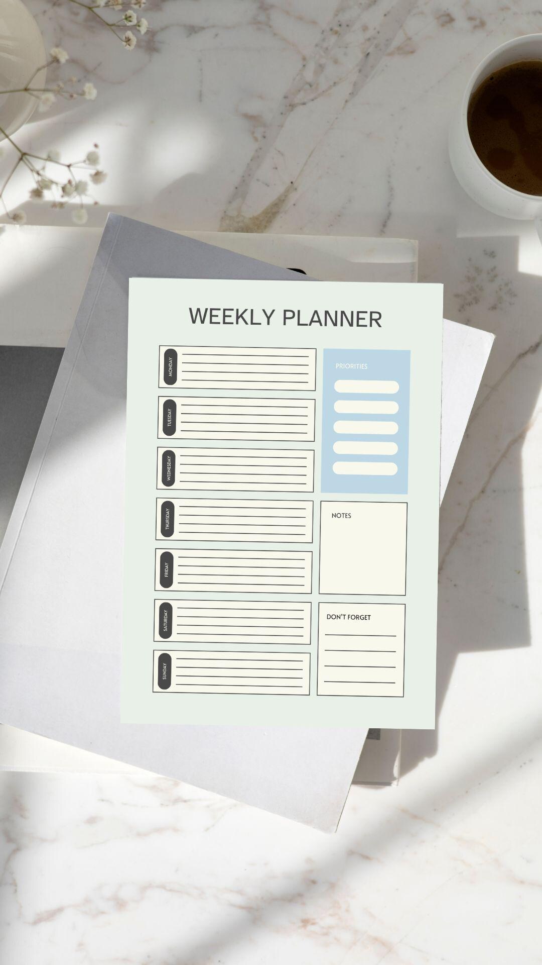 A4 Weekly Planner Printable | Reusable PDF | Undated Weekly Layout - Etsy