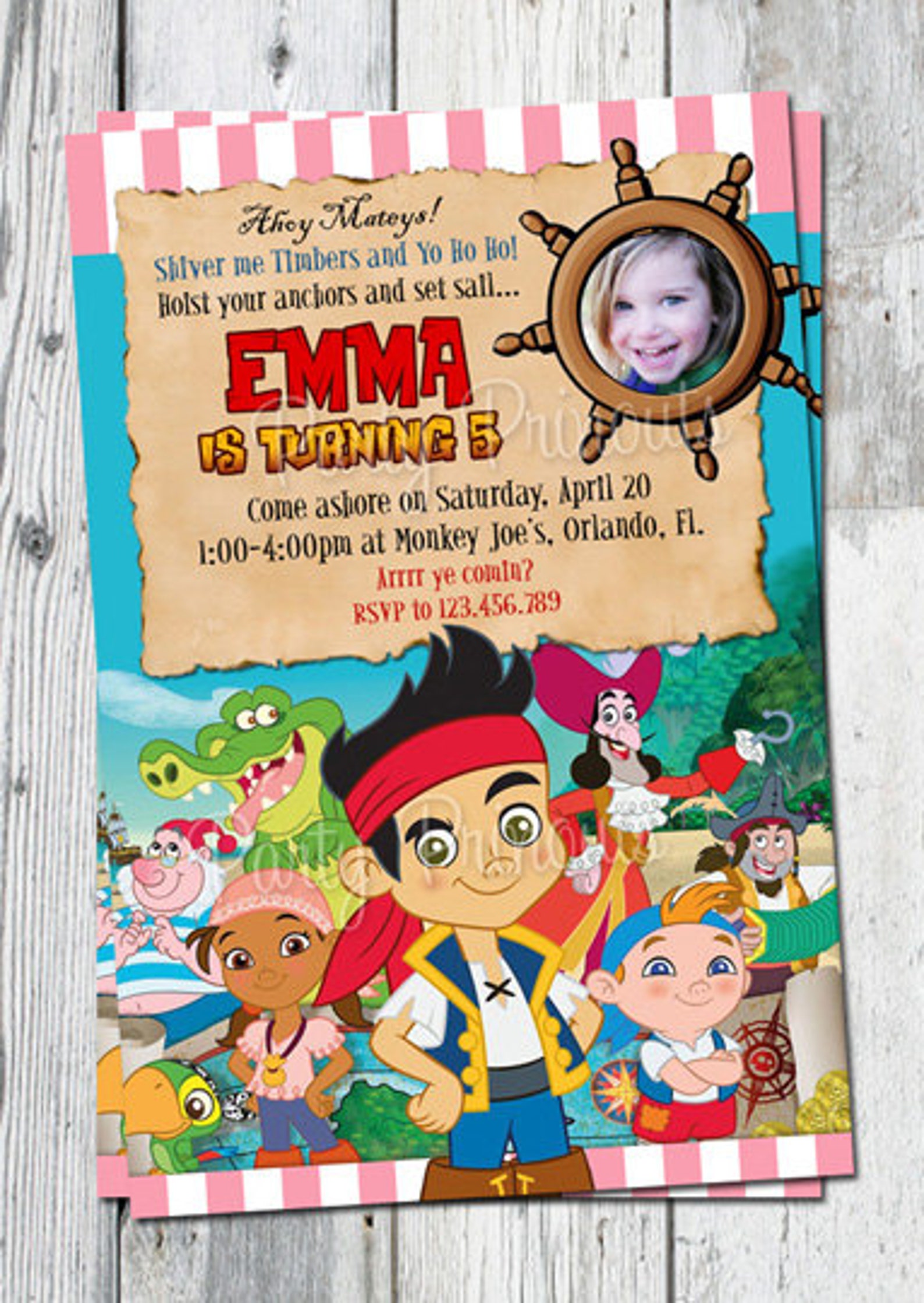 Jake and the Neverland Pirates Birthday Invitation: Printable Girls ...