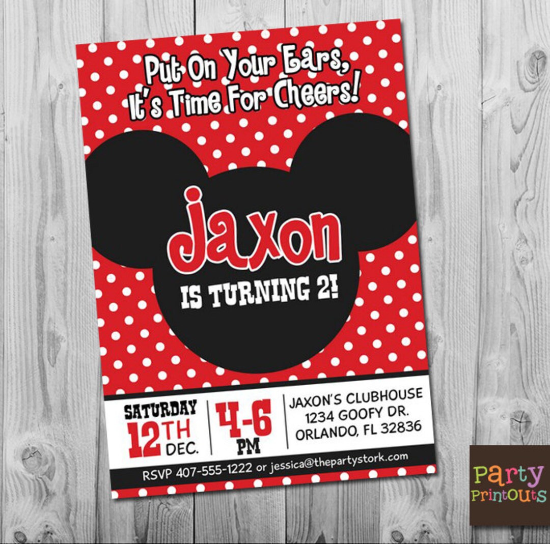 Mickey Mouse 2nd Birthday Invitation Printable Mickey Clubhouse Party ...