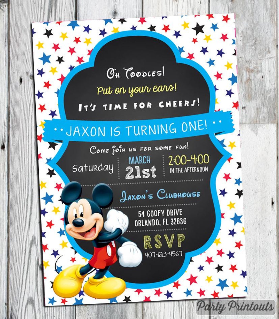Mickey Mouse Invitations, Mickey Mouse Birthday Invitation, Mickey ...