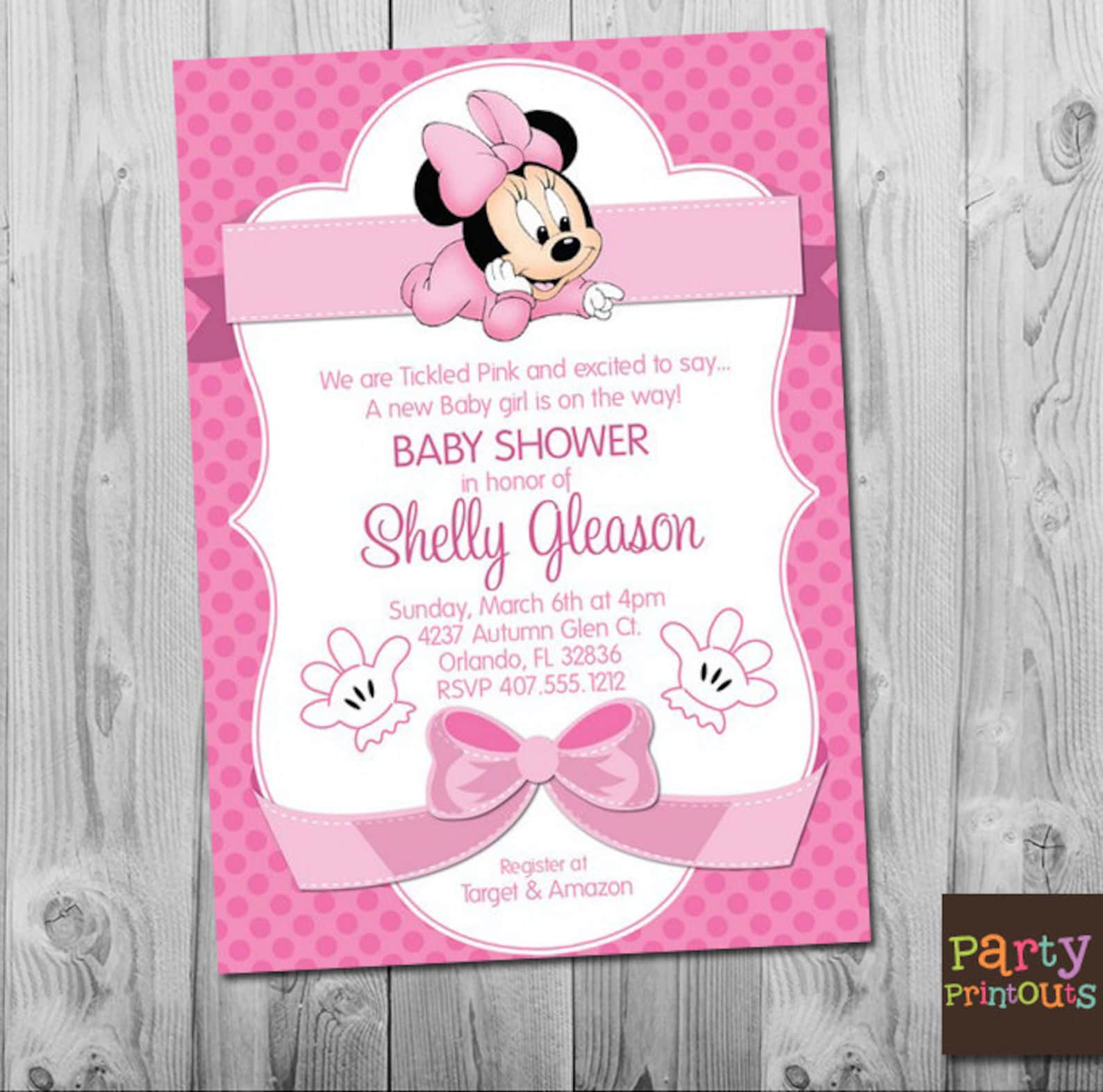 Baby Minnie Invites Baby Minnie Invitation Baby Minnie Mouse Baby ...