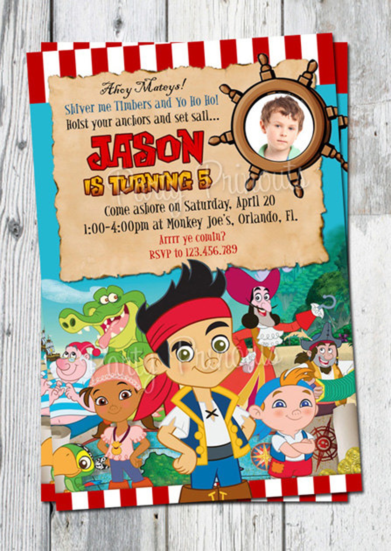 Jake and the Neverland Pirates Birthday Invitation: Printable Boys ...