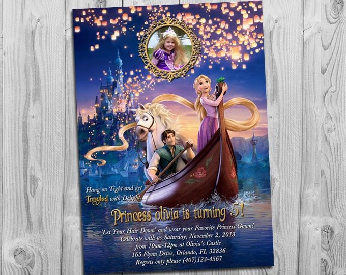 Tangled Birthday Invitation With Rapunzel and Photo for - Etsy