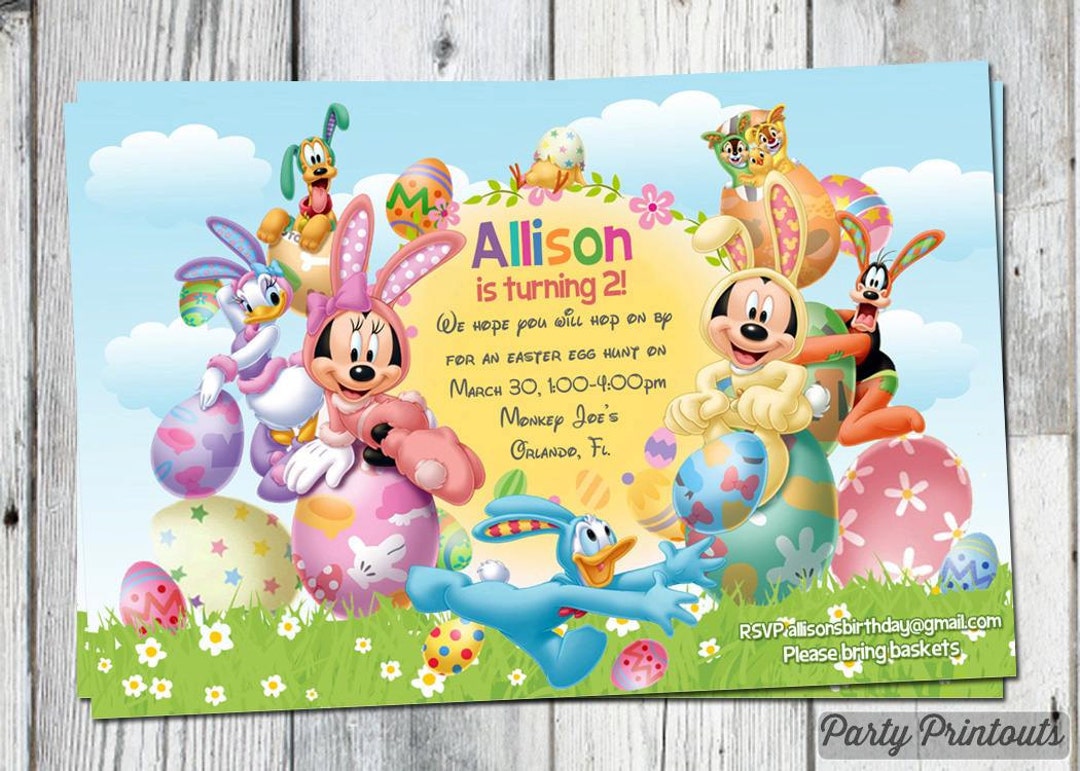 Mickey Mouse Easter Invitation: for Kids Birthday or Easter Egg Hunt ...
