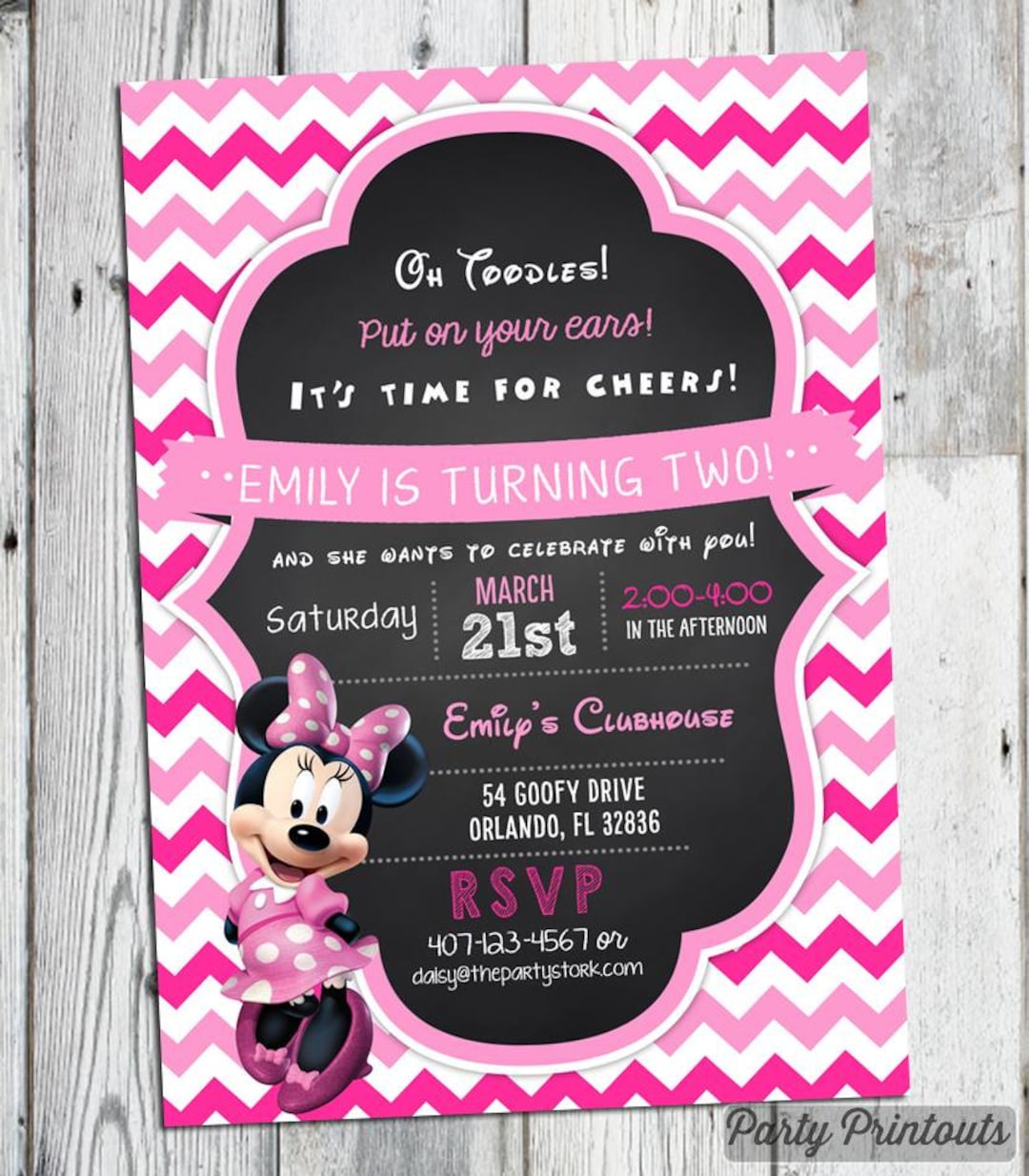 Minnie Birthday Invitation: Printable Chalkboard Minnie Mouse Style ...