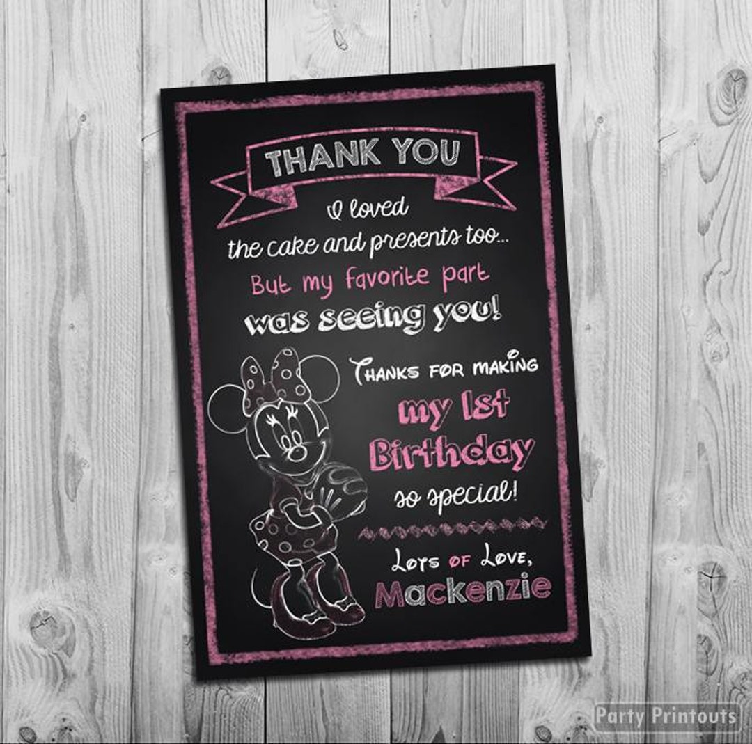 Minnie Mouse Thank You Cards Pink / Minnie Mouse Thank You Note Card ...