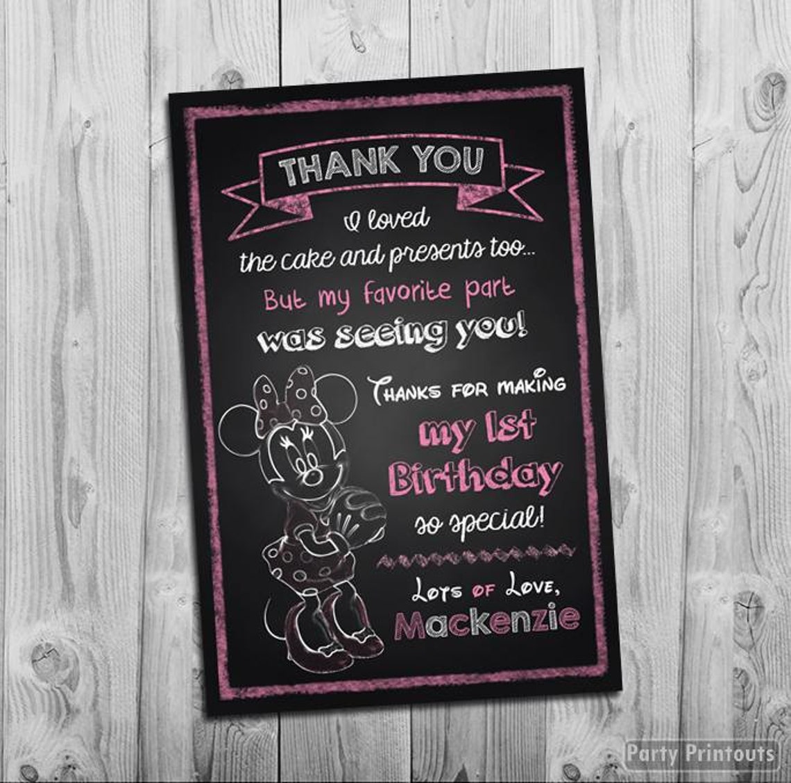 Minnie Mouse Thank You Cards Pink / Minnie Mouse Thank You - Etsy