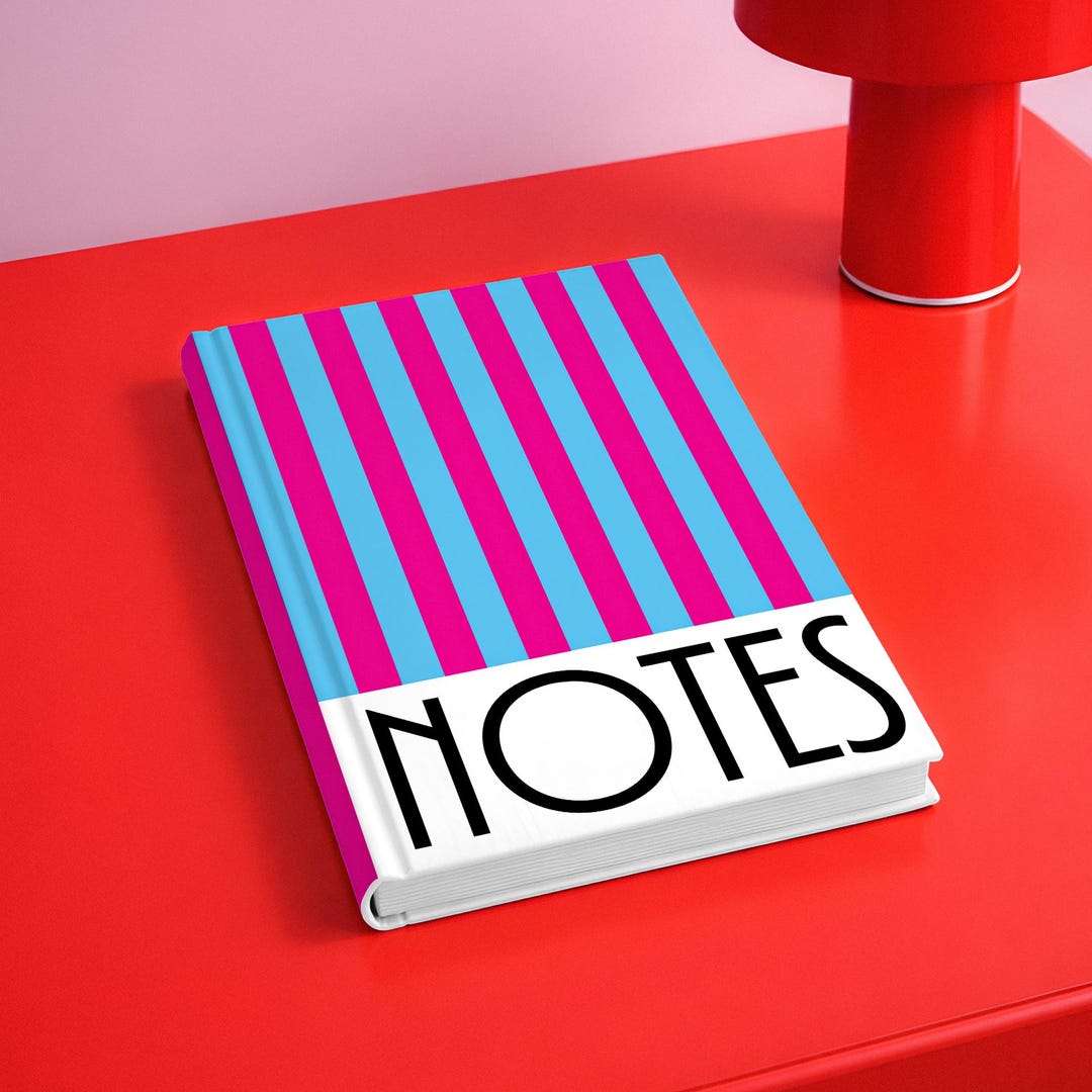 The "make My Desk Look Pretty" Notebook | Pink & Blue Striped Hardcover ...
