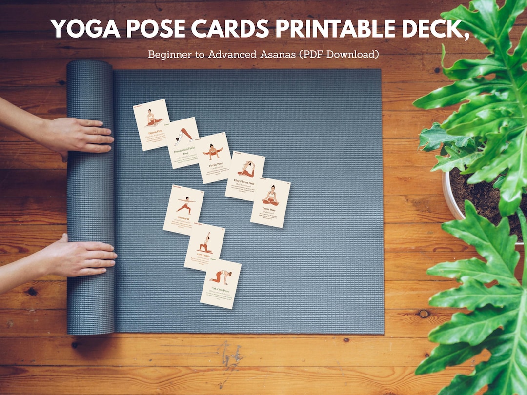 Yoga Pose Cards Printable Deck, Beginner to Advanced Asanas (PDF ...