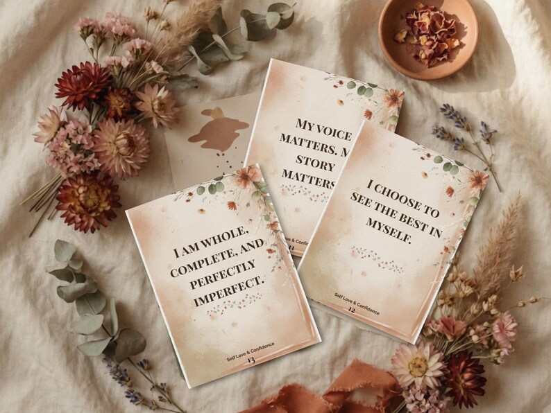 Boho Affirmation Cards PDF, Self Love Mental Health Tool (52 Cards) - Etsy