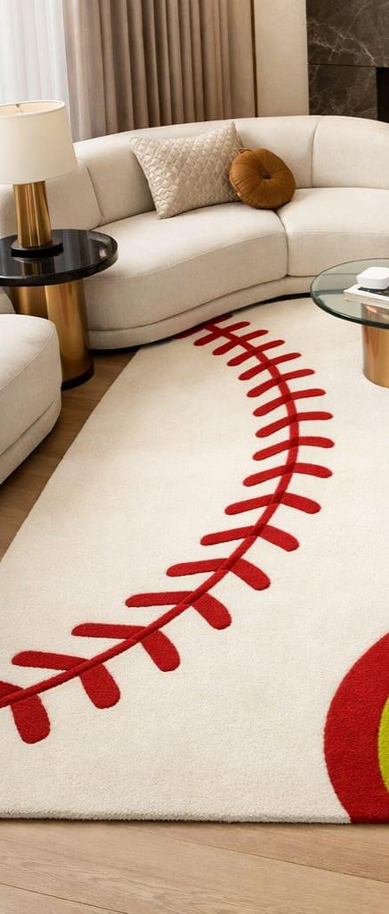 Hand-tufted Wool Baseball Rug, Modern Sports Design - Etsy