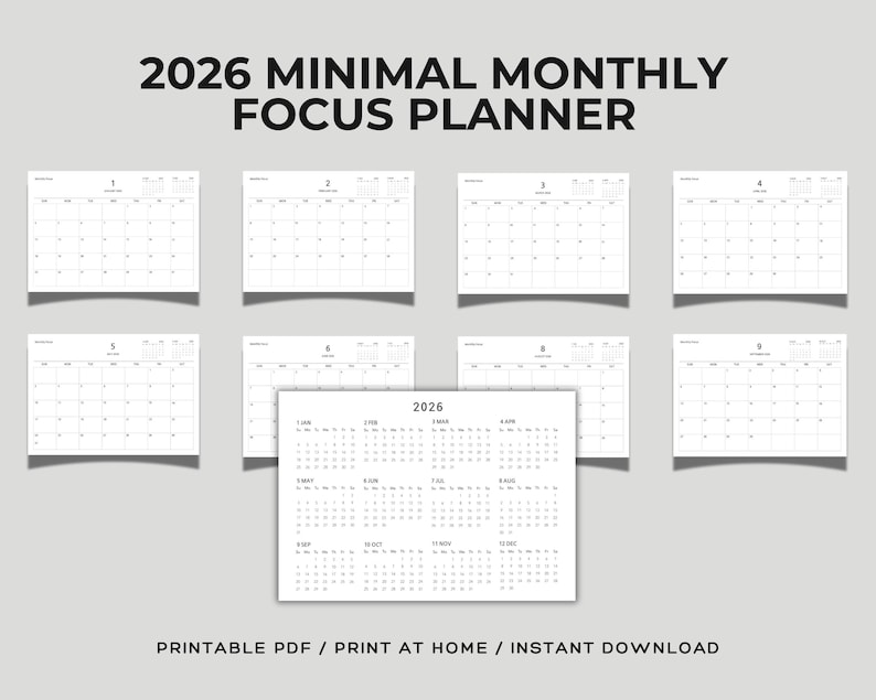 2026 Monthly Planner PDF | Printable Planner A4 A5 | Clean Minimal ...