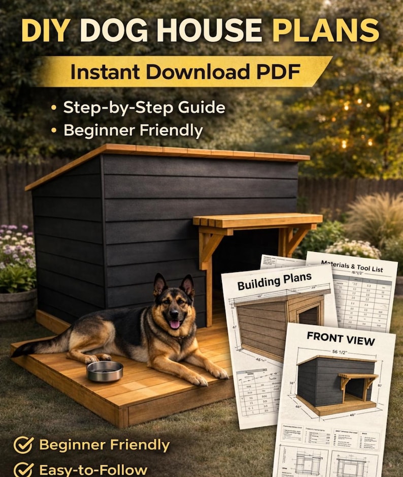 Large Outdoor Dog House Plans | DIY Weatherproof Wooden Dog Shelter ...