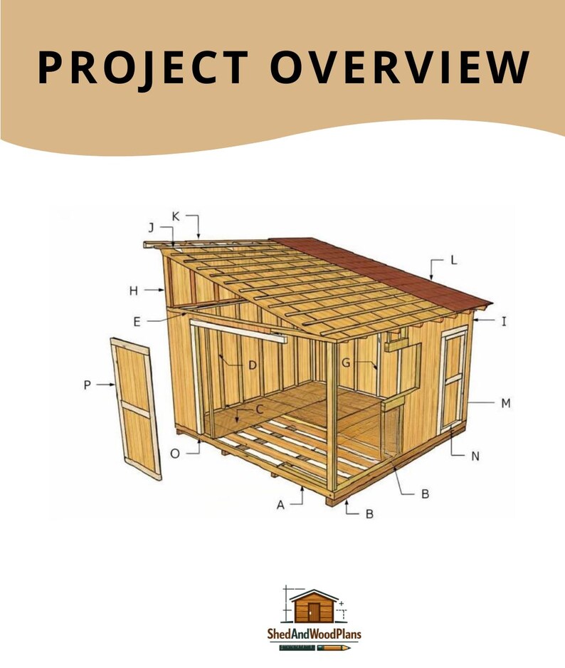 14x14 Lean-to Shed Plans | DIY Garage Door Storage (PDF) - Etsy