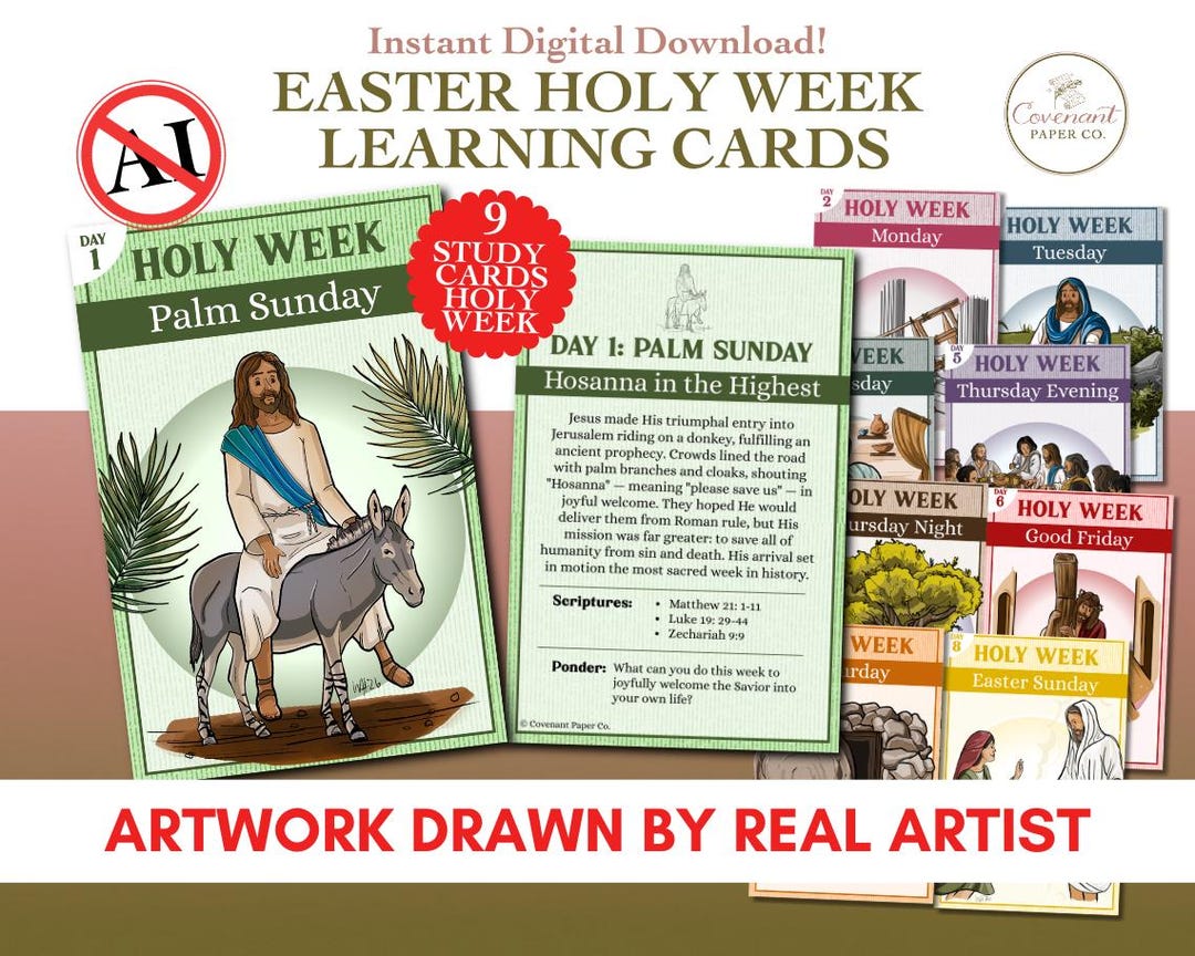 Easter Holy Week Flash Cards Christian Story Cards Scripture Gift ...