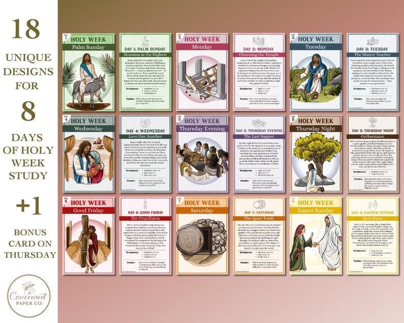 Easter Holy Week Flash Cards Christian Story Cards Scripture Gift ...