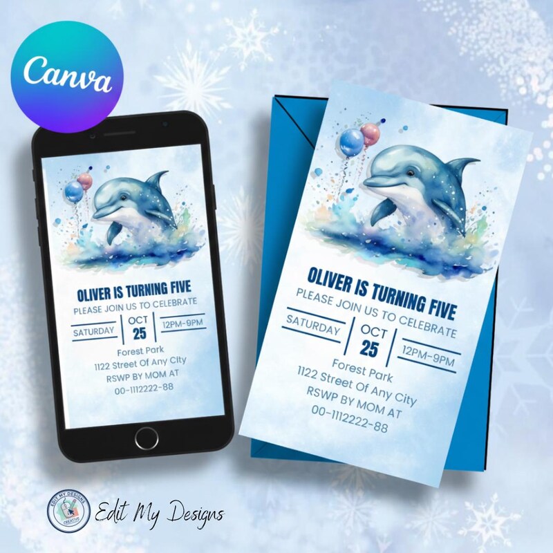 Dolphin Party Invitations - Etsy