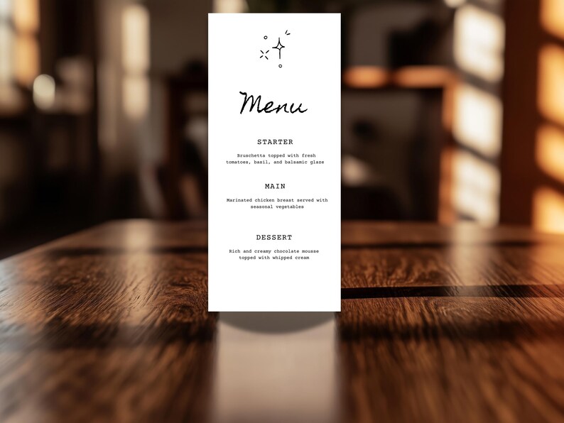 Simple Dinner Food Menu | Digital & Printable Card, Template | Canva ...