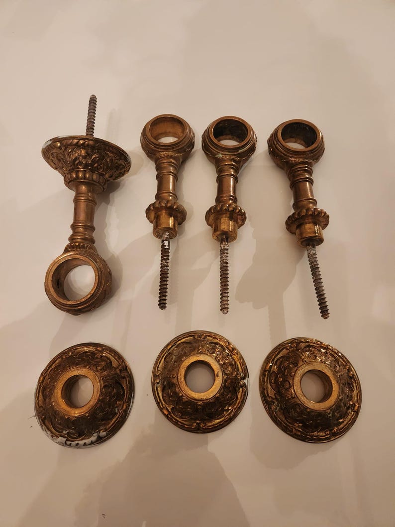 Antique Solid Brass Curtain Rod Brackets – Ornate – Circa 1900 - Etsy