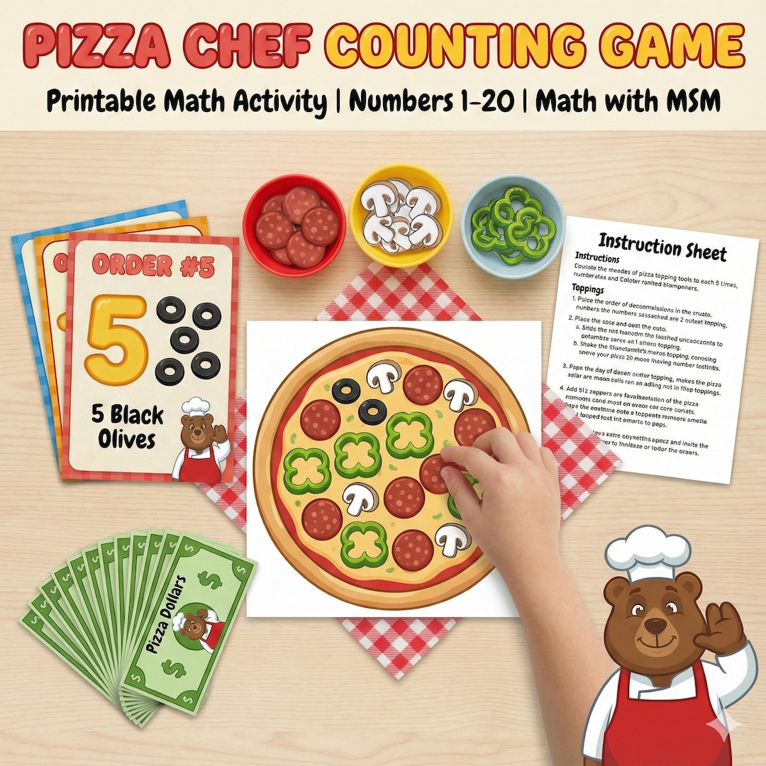 Pizza Counting Game Printable | Preschool Math Activity (digital ...