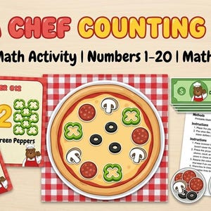 Pizza Counting Game Printable | Preschool Math Activity | Numbers 1-20 ...