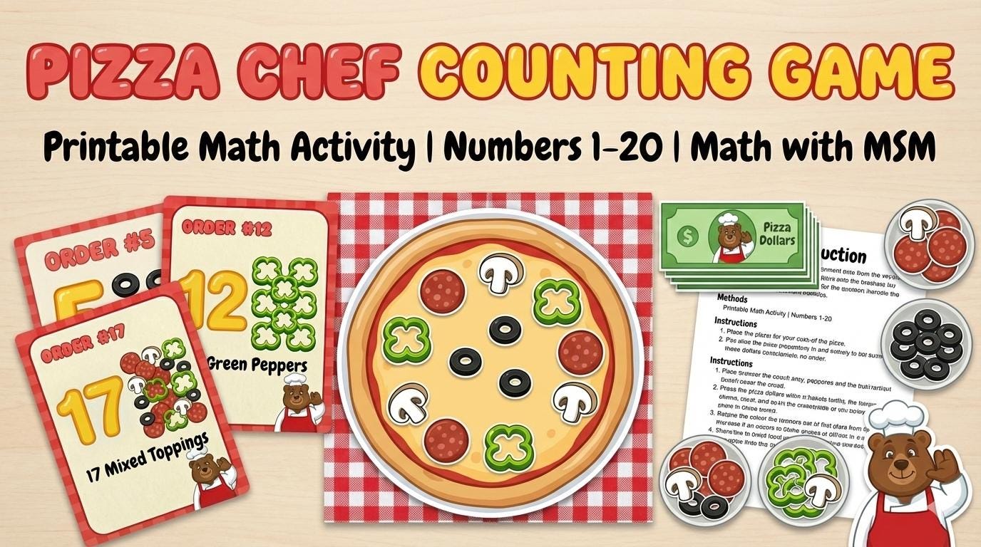 Pizza Counting Game Printable | Preschool Math Activity (digital ...