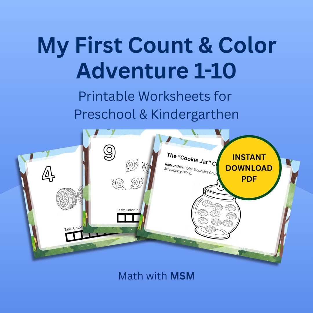 Count and Color Numbers 1-10 Workbook | Preschool Math (digital ...