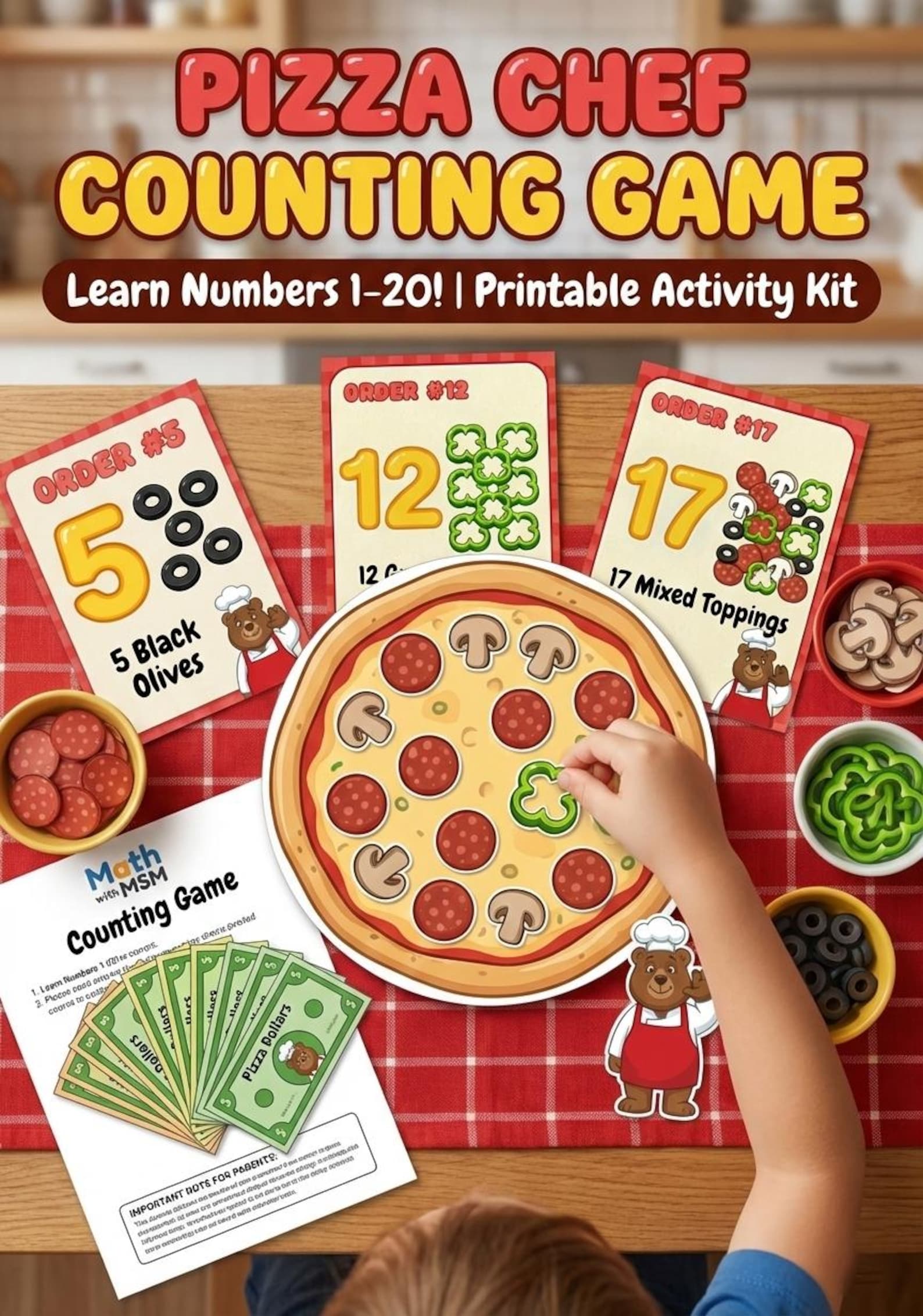 Pizza Counting Game Printable | Preschool Math Activity (digital ...