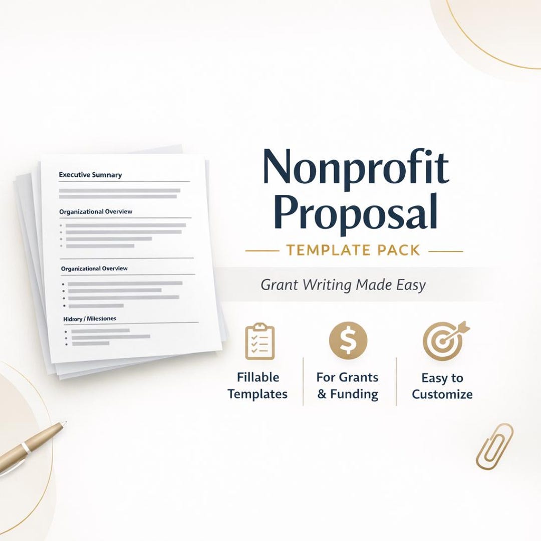 Nonprofit Proposal Template Pack – Grant Writing PDF for Foundations ...