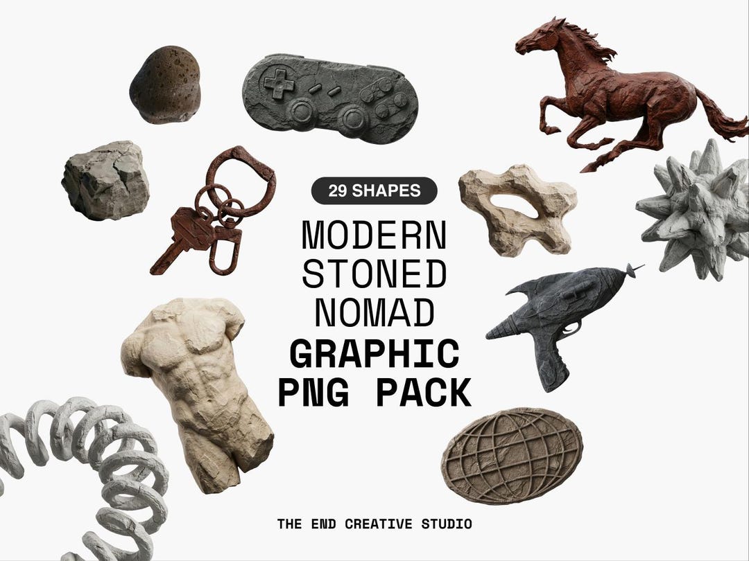 Stoned Nomad PNG Graphics Bundle: 29 Y2K Earthy Rock Assets (digital ...