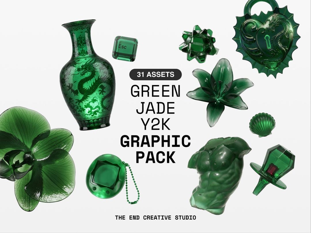 Y2K Green Jade Graphics | 31 PNG Clip Art Bundle (digital Download) - Etsy