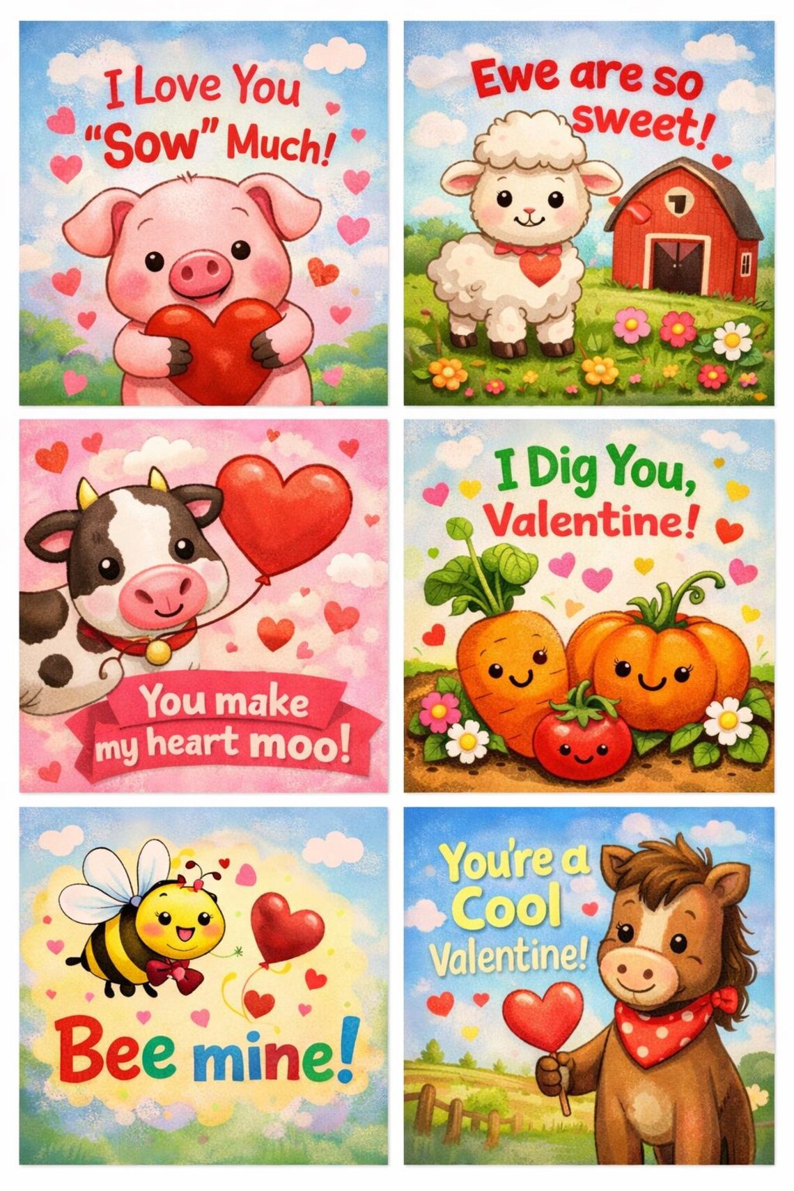 School Valentines Cards - Farm - Etsy