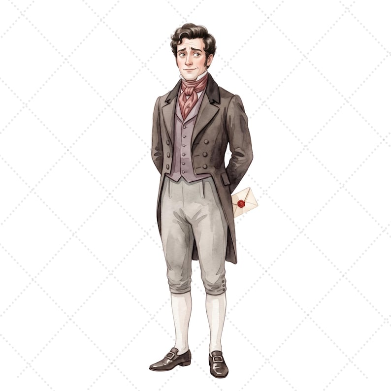 Regency Watercolor Clipart Bundle, Bridgerton Inspired Couples & Ladies ...