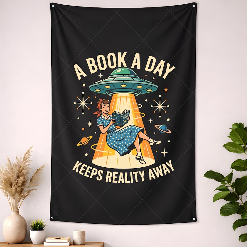 Retro Alien Reading PNG, Book Lover Sublimation Design, Vintage UFO ...