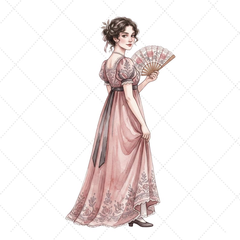 Regency Watercolor Clipart Bundle, Bridgerton Inspired Couples & Ladies ...