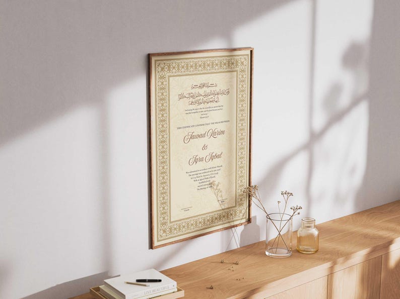 Islamic Wedding Nikkah Certificate Template | Editable Canva, MS Word ...