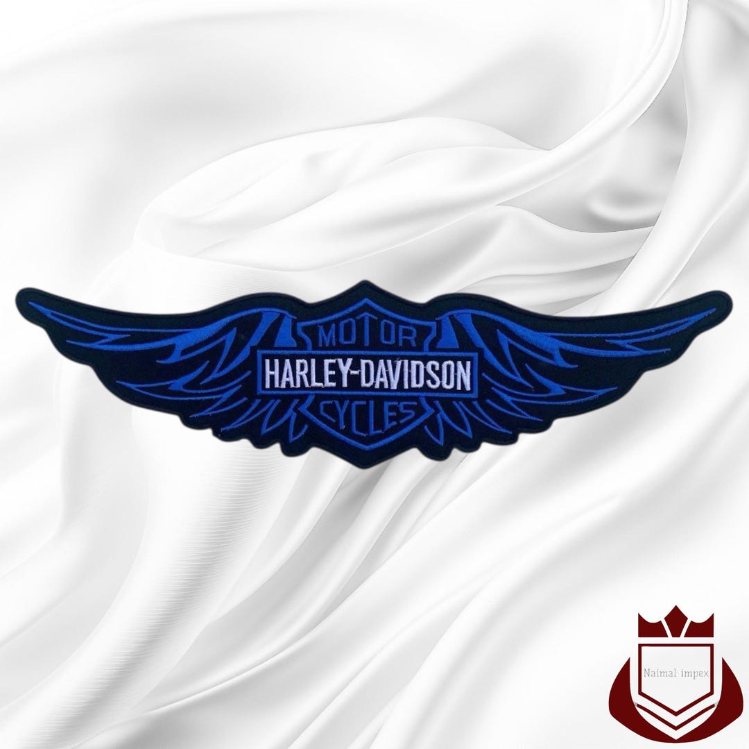 Harley Davidson Wing Patch 15 Inch Large – Blue HD Biker Back Patch ...