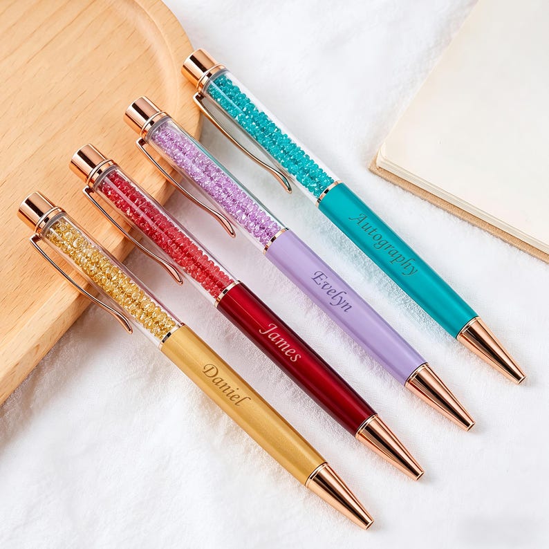 Engraved Rhinestone Pen, Custom Sparkly Crystal Pen, Bridesmaid ...