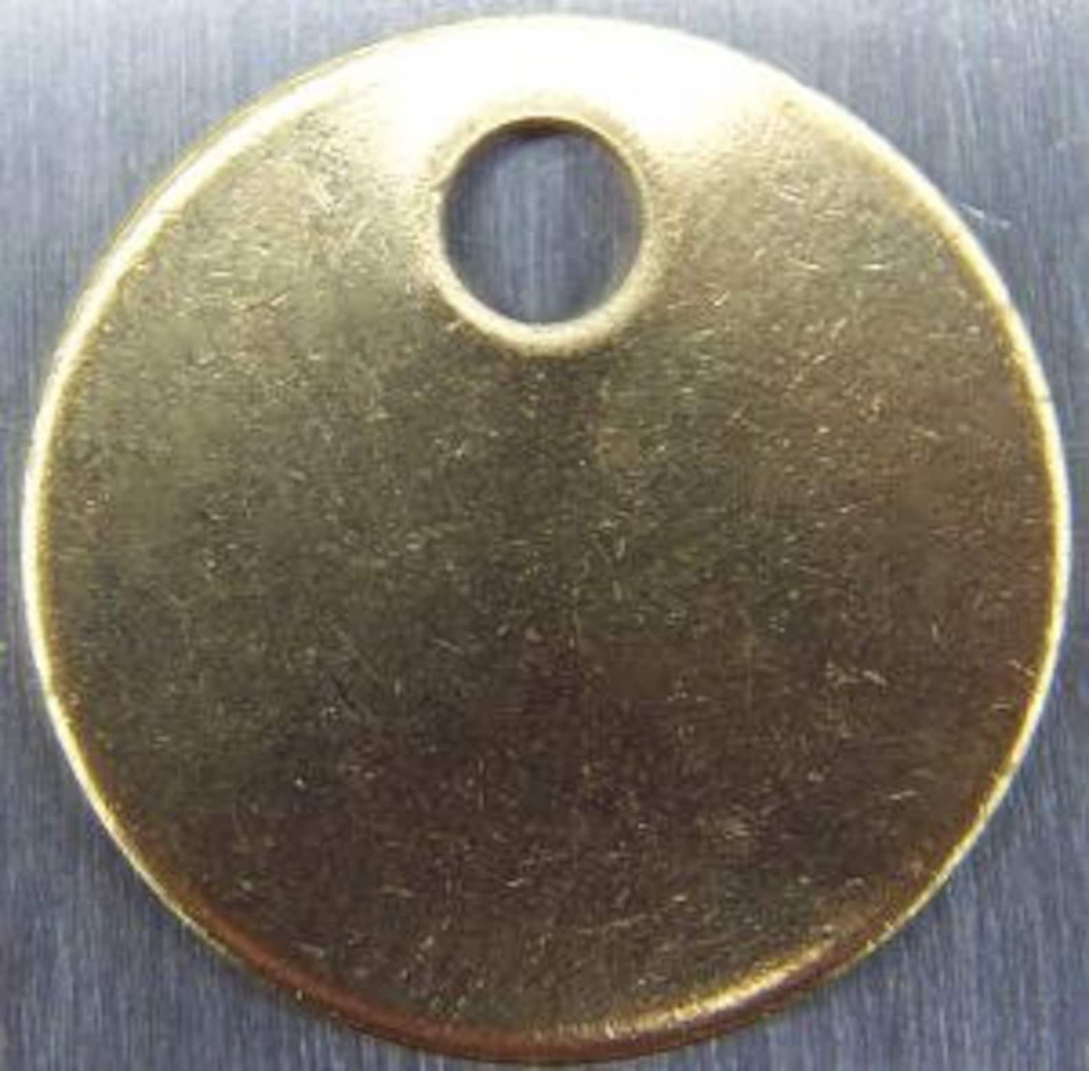 100 Round 1" Blank Brass ID Tags for Stamping - Pets Keys Tools Valves ...