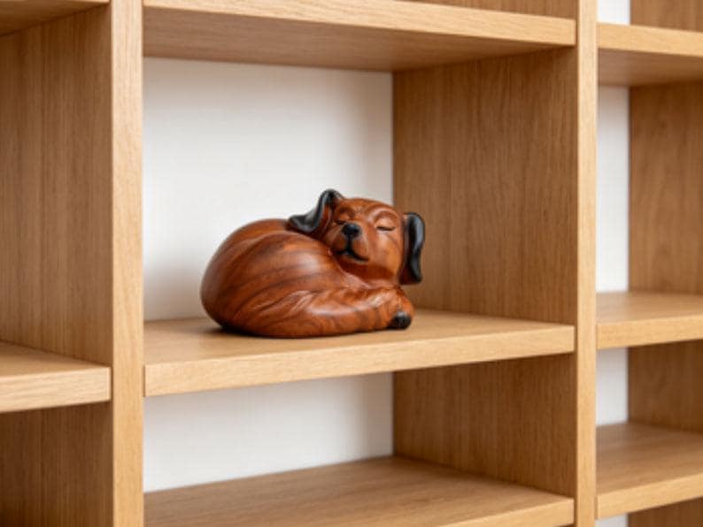 Resin Sleeping Pet Urn Ornament, Cat Dog Memorial Keepsake, Hand-carved ...
