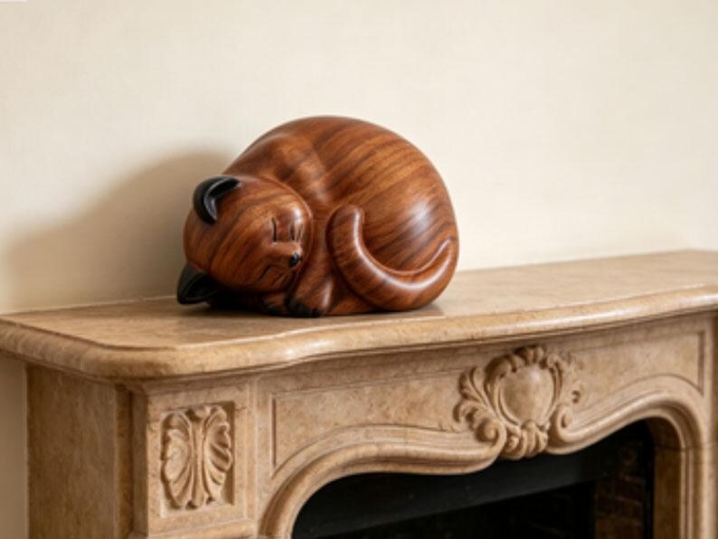 Resin Sleeping Pet Urn Ornament, Cat Dog Memorial Keepsake, Hand-carved ...