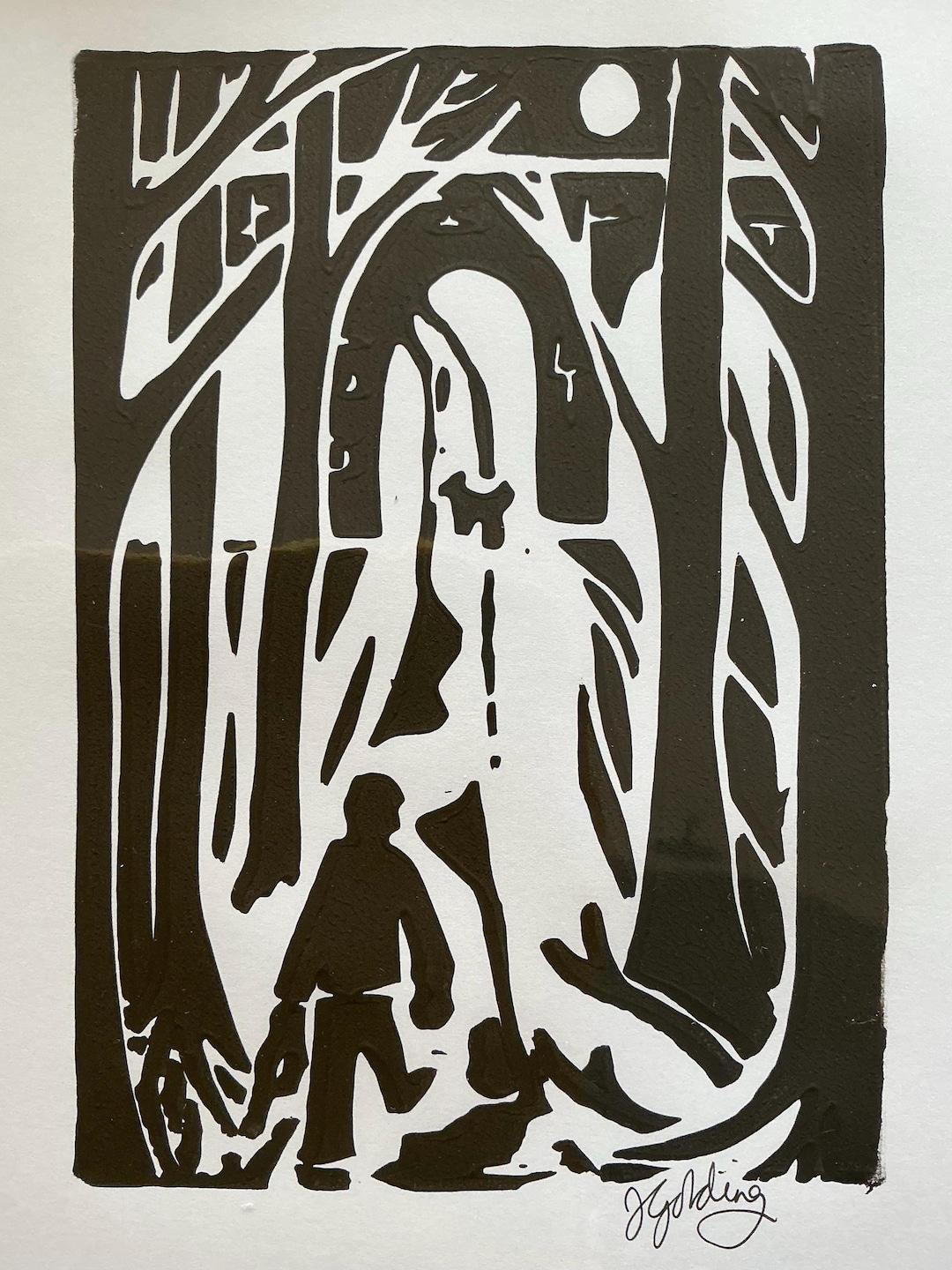 Walking the Dog - A5 Original Lino Print - Etsy