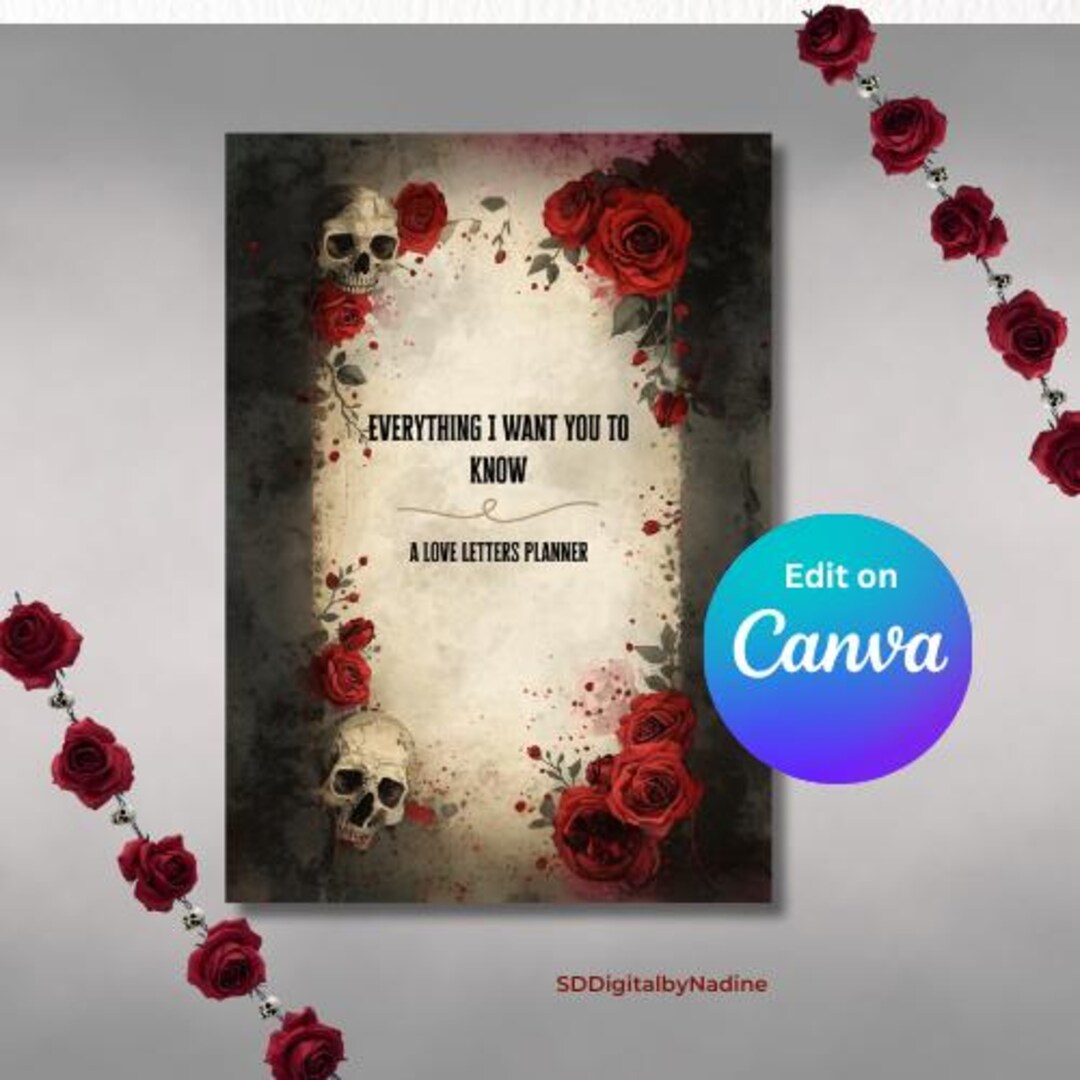 Gothic Love Letters Planner, Editable in Canva, Valentine/halloween - Etsy